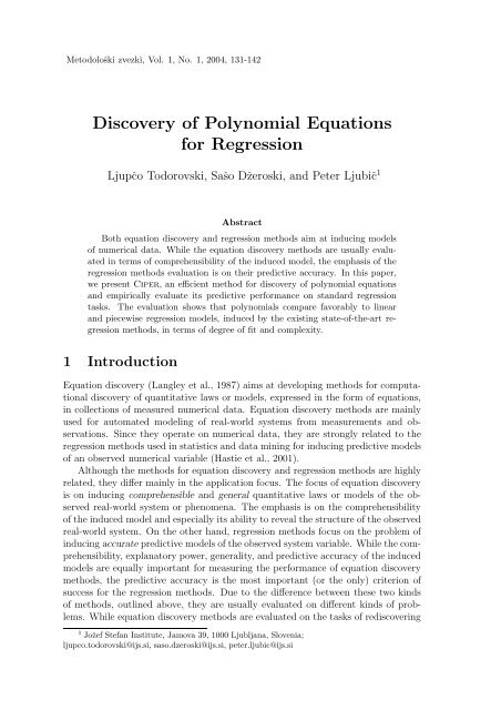 Discovery Of Polynomial Equations For Regression