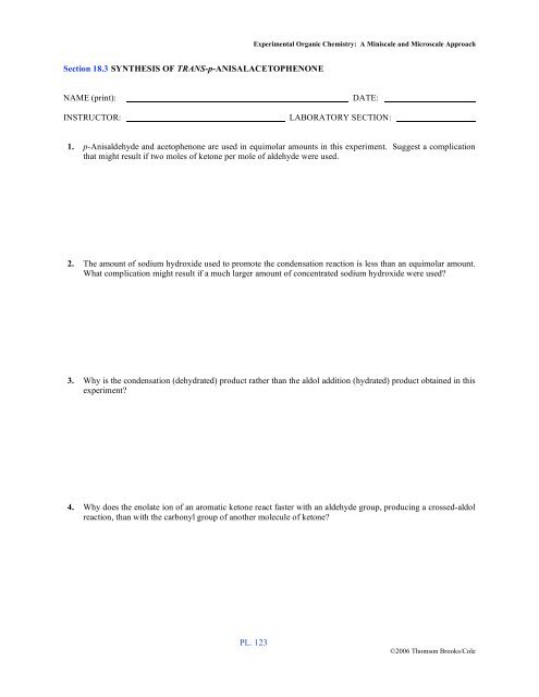 SYNTHESIS OF TRANS-p-ANISALACETOPHENONE