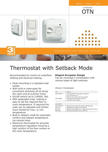 Thermostat with Setback Mode