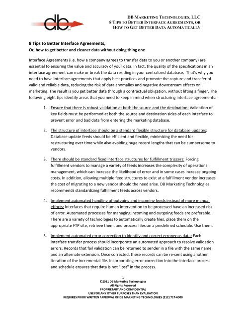 8 Tips to Better Interface Agreements, - DB Marketing Technologies