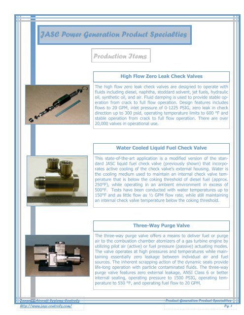 JASC Power Generation Product Specialties ... - Major Incorporated
