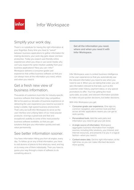 Infor Workspace - Information Systems Engineering