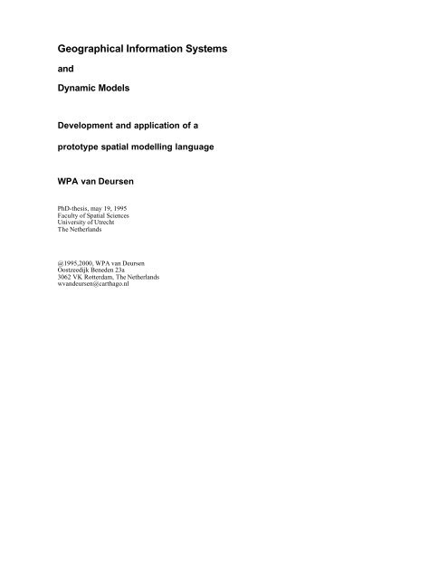 Geographical Information Systems and Dynamic Models - PCRaster