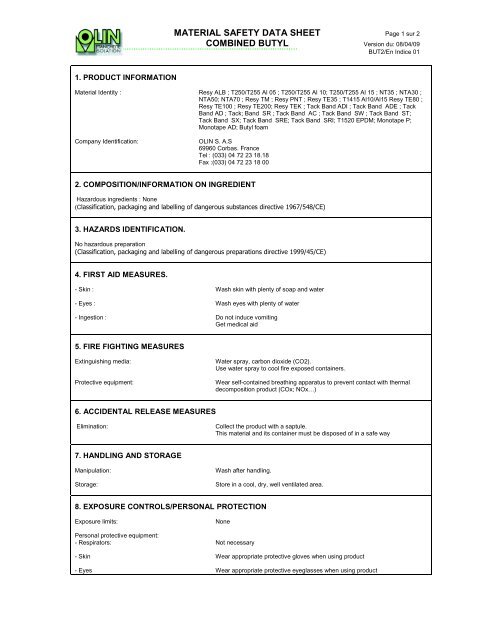 MSDS Combined Butyl - Oase