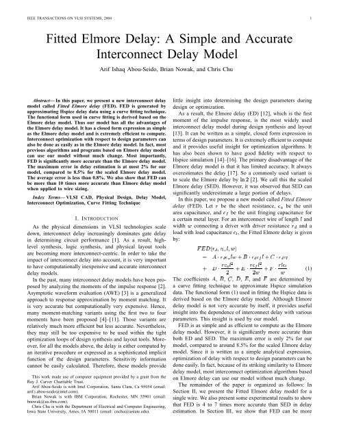 Fitted Elmore Delay: A Simple and Accurate Interconnect Delay Model
