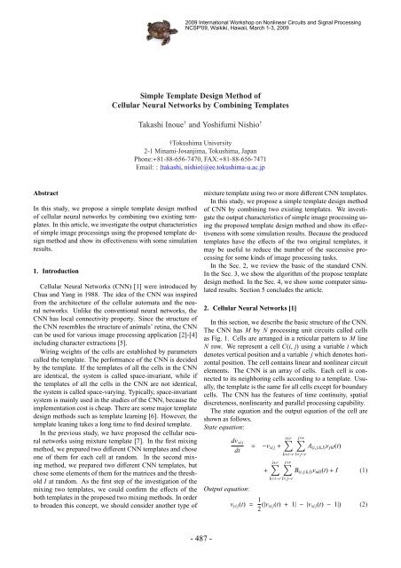 Simple Template Design Method Of Cellular Neural Networks By