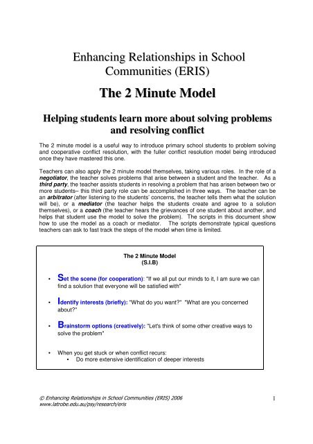 The 2 Minute Model - Conflict Resolution Education Connection
