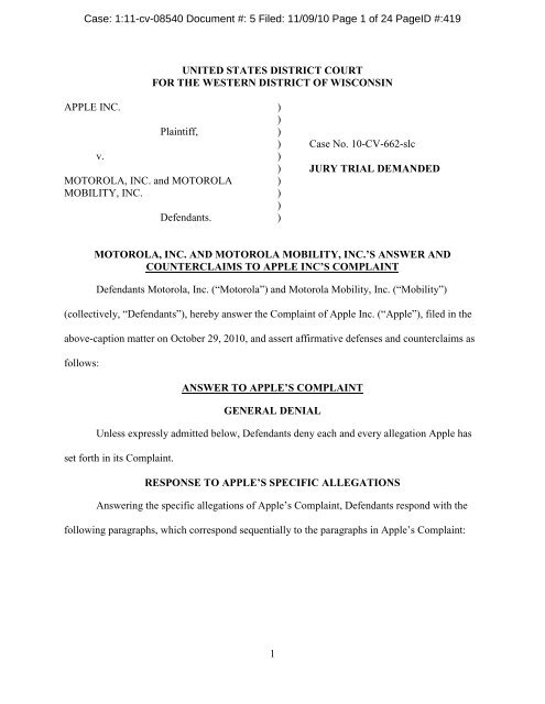 Answer & Counterclaim - The Droid Lawyer