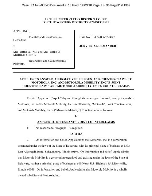 Answer and Counterclaim - The Droid Lawyer