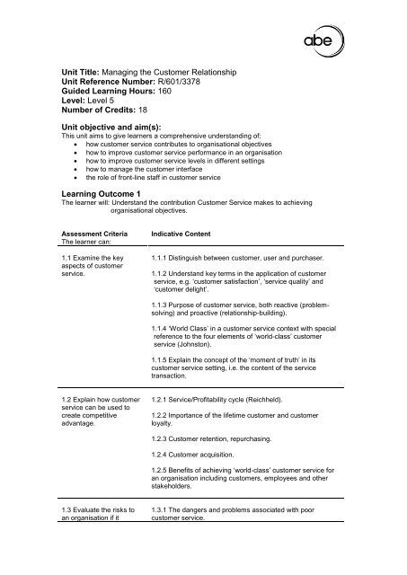 Managing the Customer Relationship - Association of Business ...