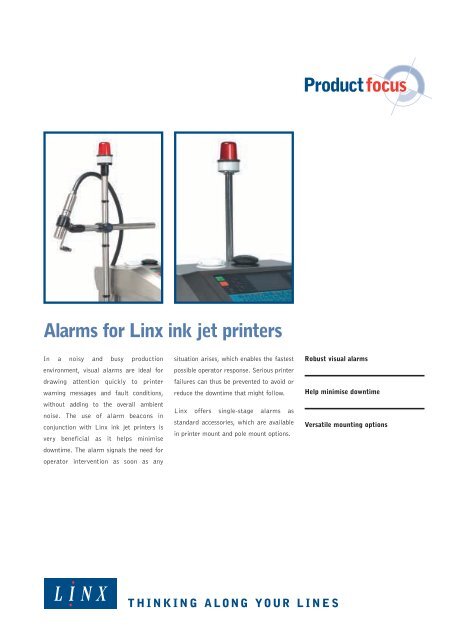 Alarms for Linx ink jet printers Product Focus - Coding Canada