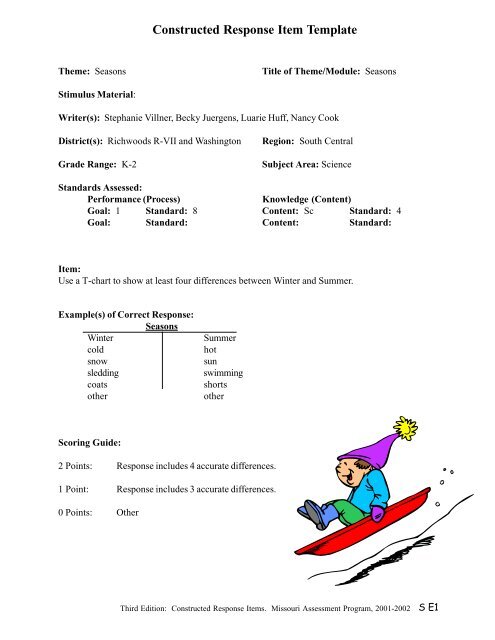 Constructed Response Item Template - Discovery Center