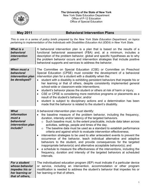 Behavioral Intervention Plans (PDF) - Capital Region BOCES