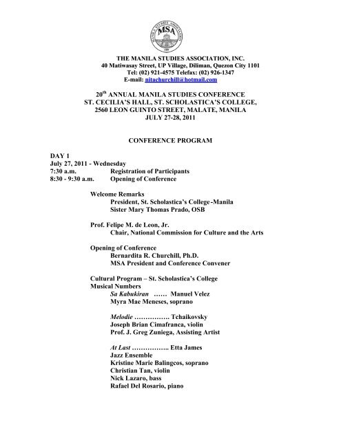 Conference Program - St. Scholastica's College