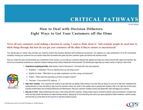 How to Deal with Decision Ditherers-TT.pub - Critical Path Strategies