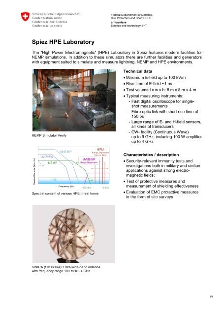 Spiez HPE Laboratory - Armasuisse