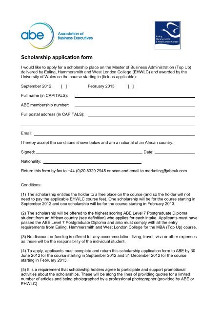 Download a scholarship application form.