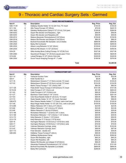 9 - Thoracic and Cardiac Surgery Sets - Germed