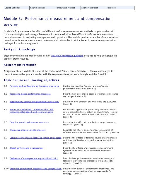 Module 8: Performance measurement and compensation - PD Net
