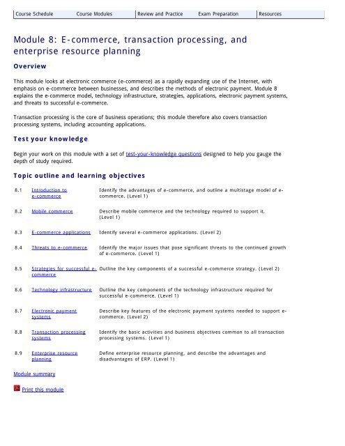 Module 8: E-commerce, transaction processing, and ... - PD Net