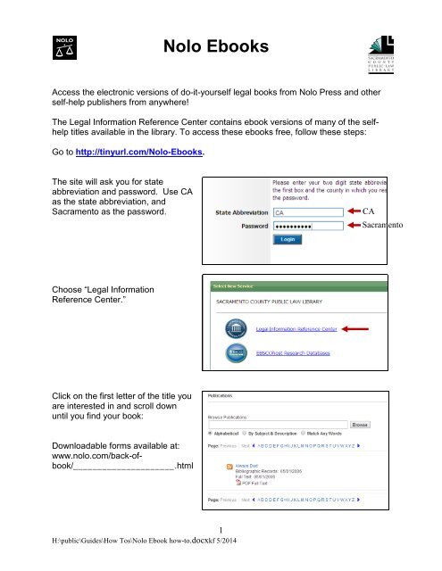 Nolo Ebooks - Sacramento County Public Law Library