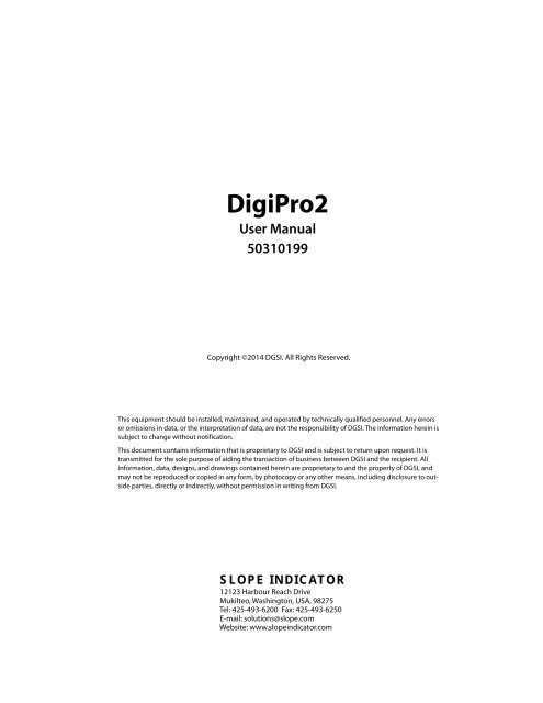 DigiPro2 User Manual - Slope Indicator