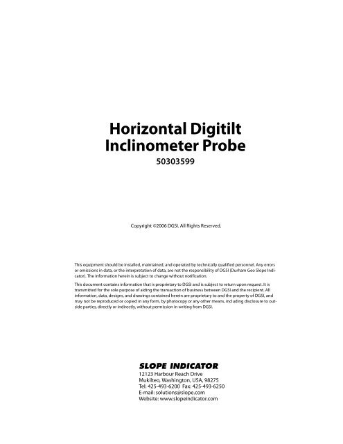 Horizontal Digitilt Inclinometer Probe - Slope Indicator