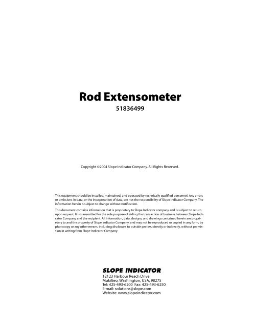 Rod Extensometer - Slope Indicator