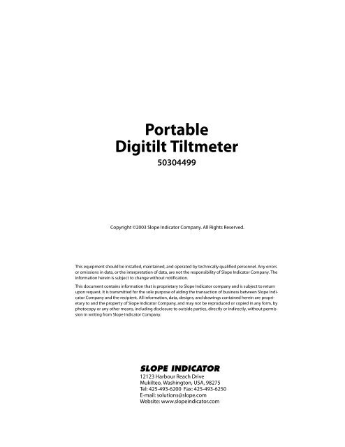 Digitilt Portable Tiltmeter Manual - Slope Indicator