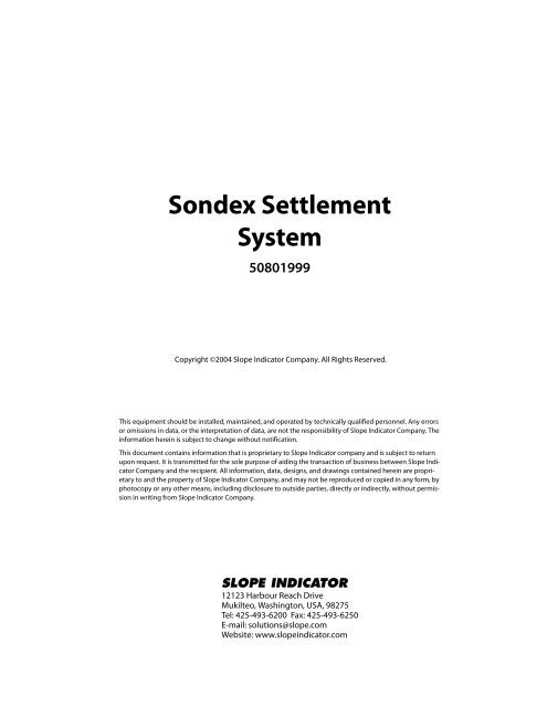 Sondex Settlement System.fm - Slope Indicator