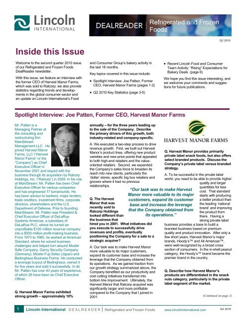 Spotlight Interview: Joe Patten, Former CEO, Harvest Manor Farms