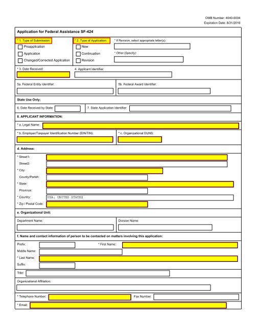 Application for Federal Assistance SF-424 - Grants.gov