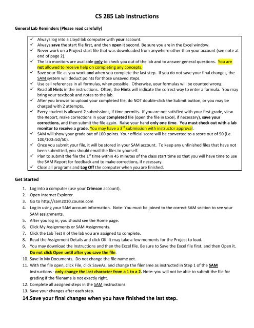 CS 285 Lab Instructions