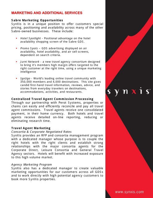 MARKETING AND ADDITIONAL SERVICES - Hotel eServices