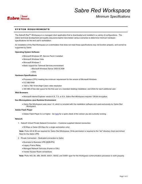 Sabre Red Workspace - Hotel eServices