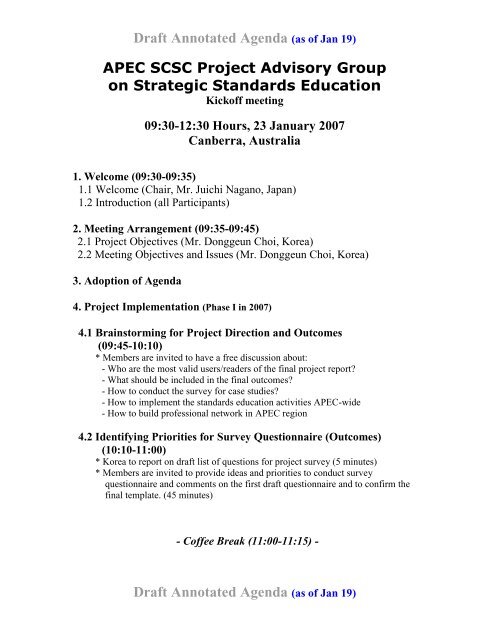 Draft Annotated Agenda (as of Jan 19) - APEC Standards Education ...