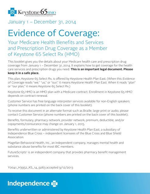 Keystone 65 Select Medical with Prescription ... - IBXMedicare.com