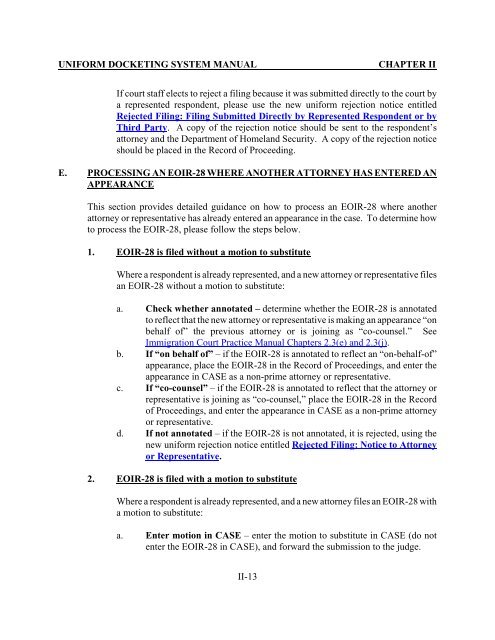 UNIFORM DOCKETING SYSTEM