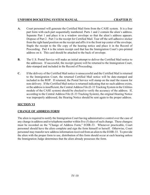 UNIFORM DOCKETING SYSTEM