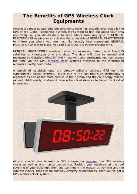 The Benefits of GPS Wireless Clock Equipments