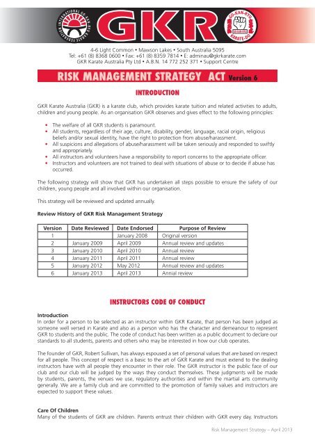 Risk Management_ACT - GKR Karate