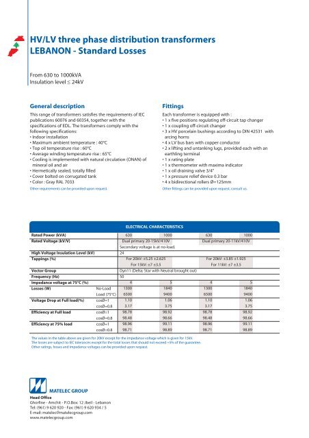 Lebanon - Std - 630 1000kVA - 24kV - Matelec Group, Home