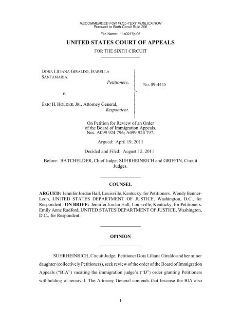 full text - US Court of Appeals for the Sixth Circuit
