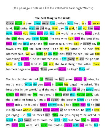 Dolch Sight Words K-3 Cloze Test Write on this sheet. Put one word ...