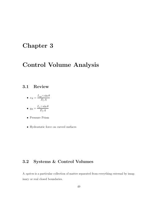 Chapter 3 Control Volume Analysis