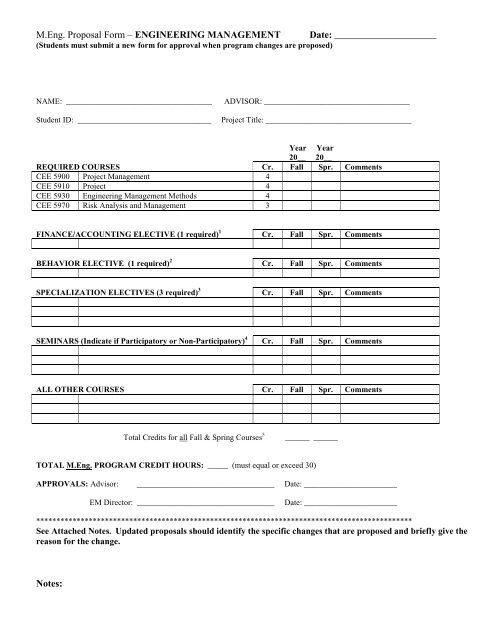 M.Eng. Proposal Form â ENGINEERING MANAGEMENT Date - Civil ...