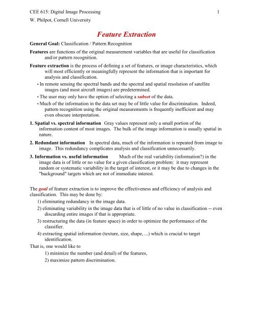 Spectral Feature Extraction - Cornell University