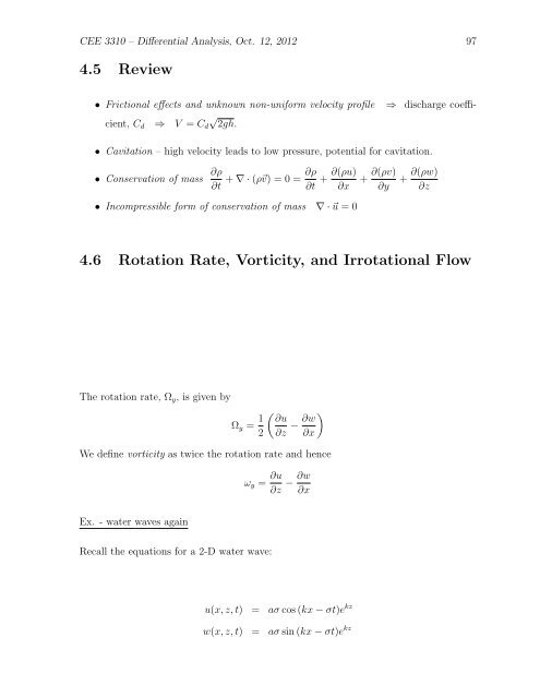4.5 Review 4.6 Rotation Rate, Vorticity, and Irrotational Flow