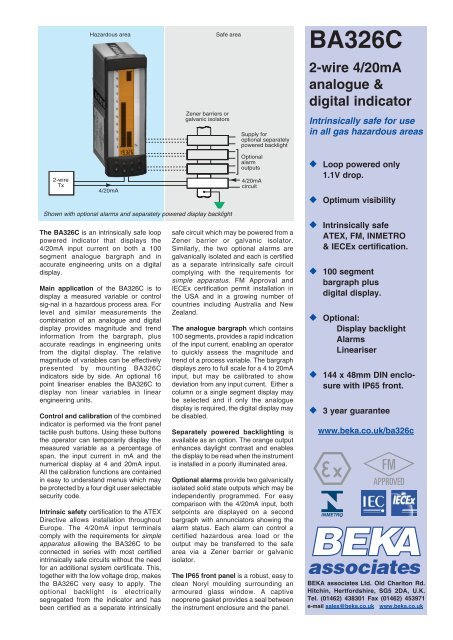BA326C 2-wire 4/20mA analogue & digital ... - BEKA Associates