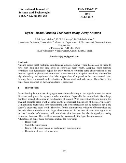 HYPER BEAM FORMATION IN LINEAR AND PLANAR ARRAY - IJST